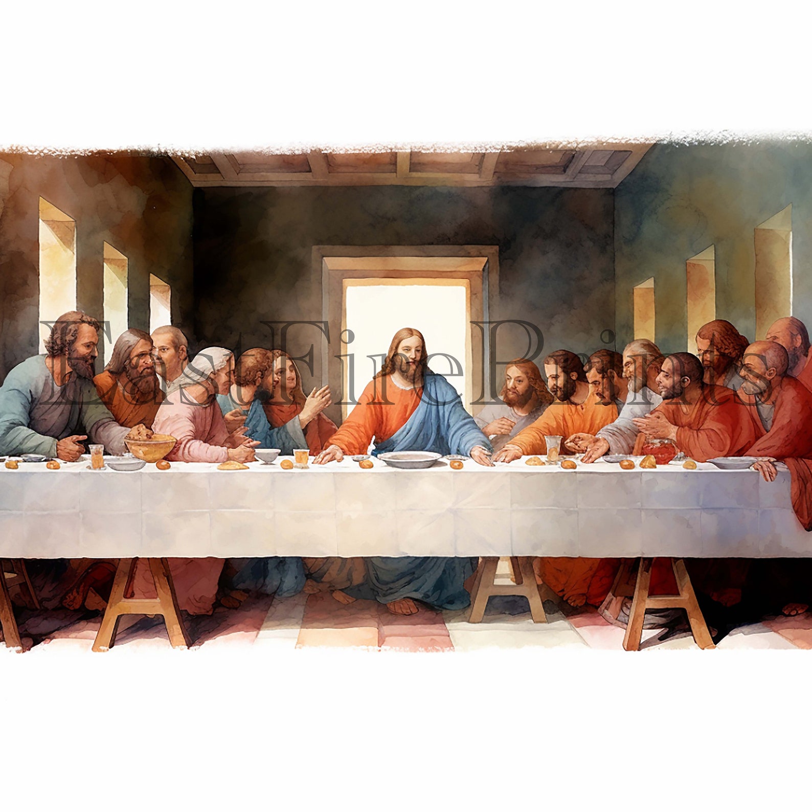 Watercolor the Last Supper Clipart High Quality Png - Etsy UK