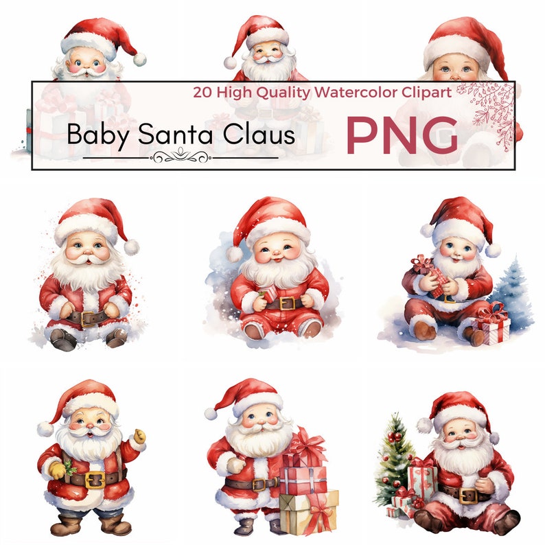 Baby Santa Claus Clipart Santa Png Christmas Clipart Nursery - Etsy