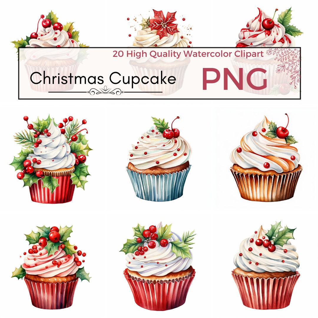 Christmas Cupcake Clipart, High Quality Png Christmas Graphics Dessert ...