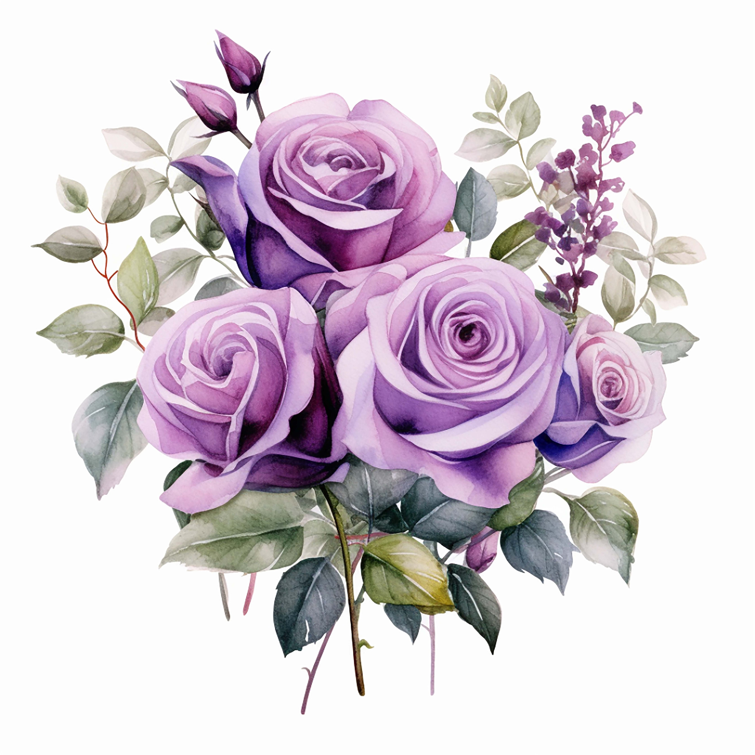Purple Rose Clipart High Quality Png Floral Clipart Rose - Etsy