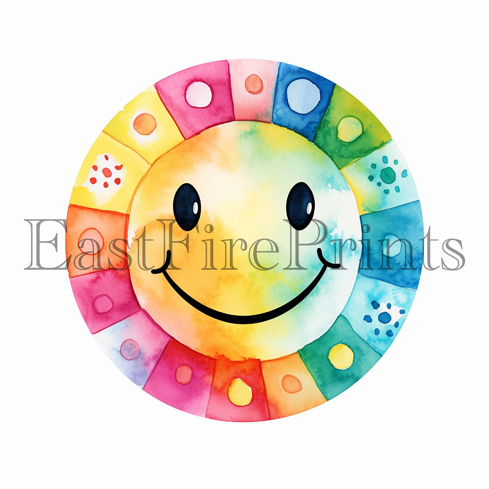 20 Retro Groovy Smiley Face Clip Art Watercolor Clipart - Etsy