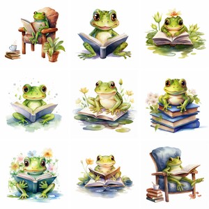 Frog Reading Book Clipart, High Quality PNG, Frog Clipart, PNG Nursery ...
