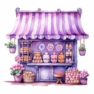Watercolor Candy Shop Clipart, Dessert Clipart Sweets Clipart Kids Food ...