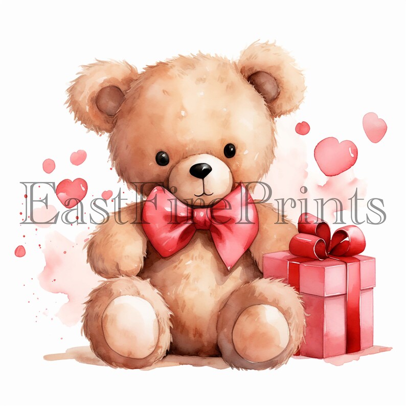 Watercolor Teddy Bear Clipart High Quality Png Love - Etsy