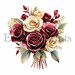 Maroon and Gold Rose Clipart Watercolor Clipart Floral - Etsy