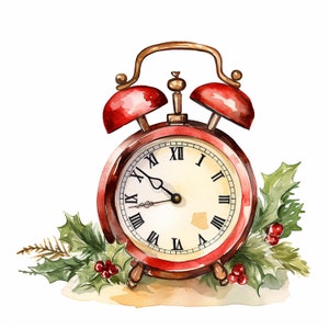 Christmas Clock Clipart, High Quality Png Christmas Graphics Xmas ...
