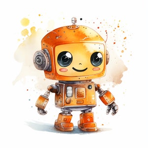 Watercolor Baby Robot Clipart, Futuristic Clipart Nursery Jpg Children ...