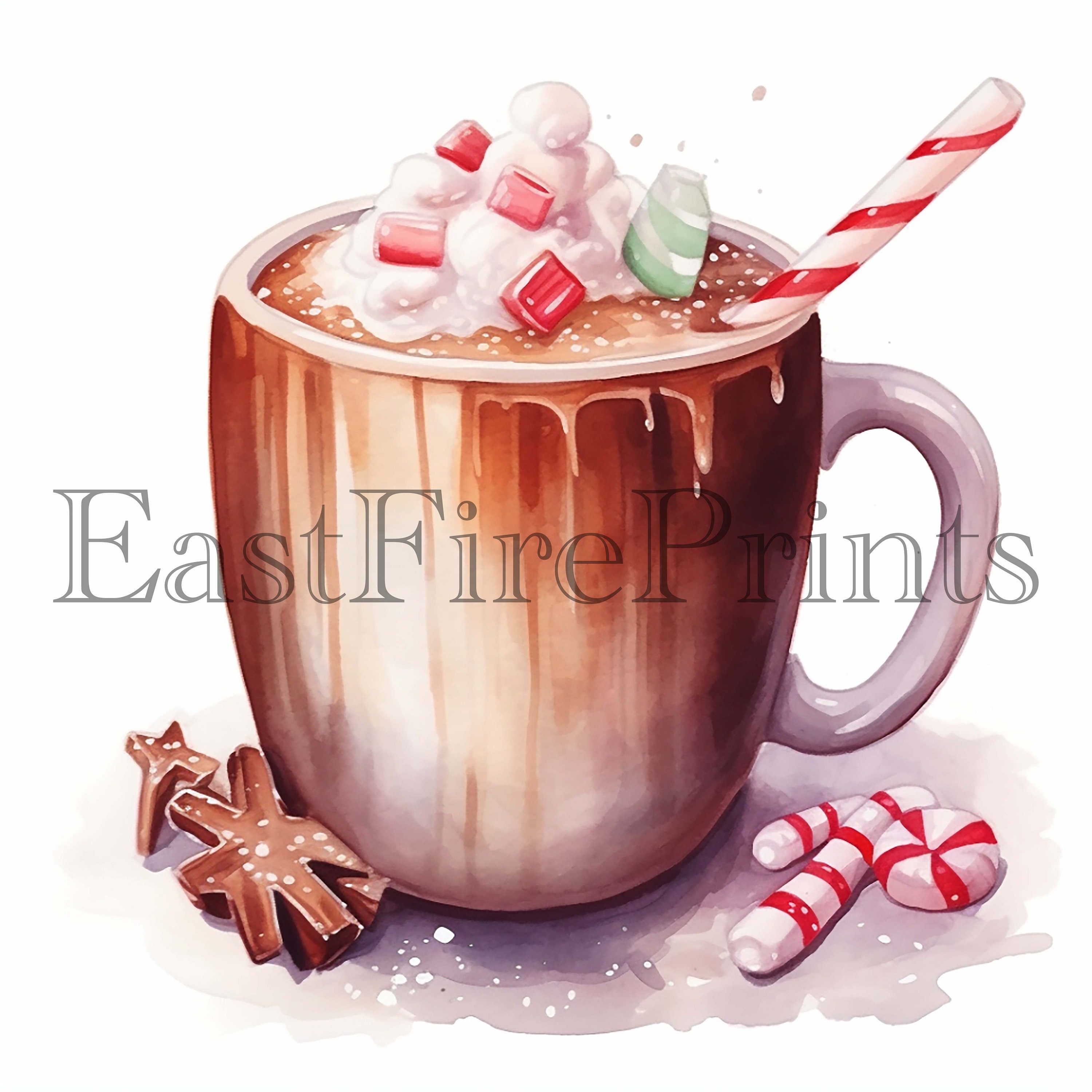 Watercolor Hot Chocolate Clipart High Quality PNG Files Hot - Etsy
