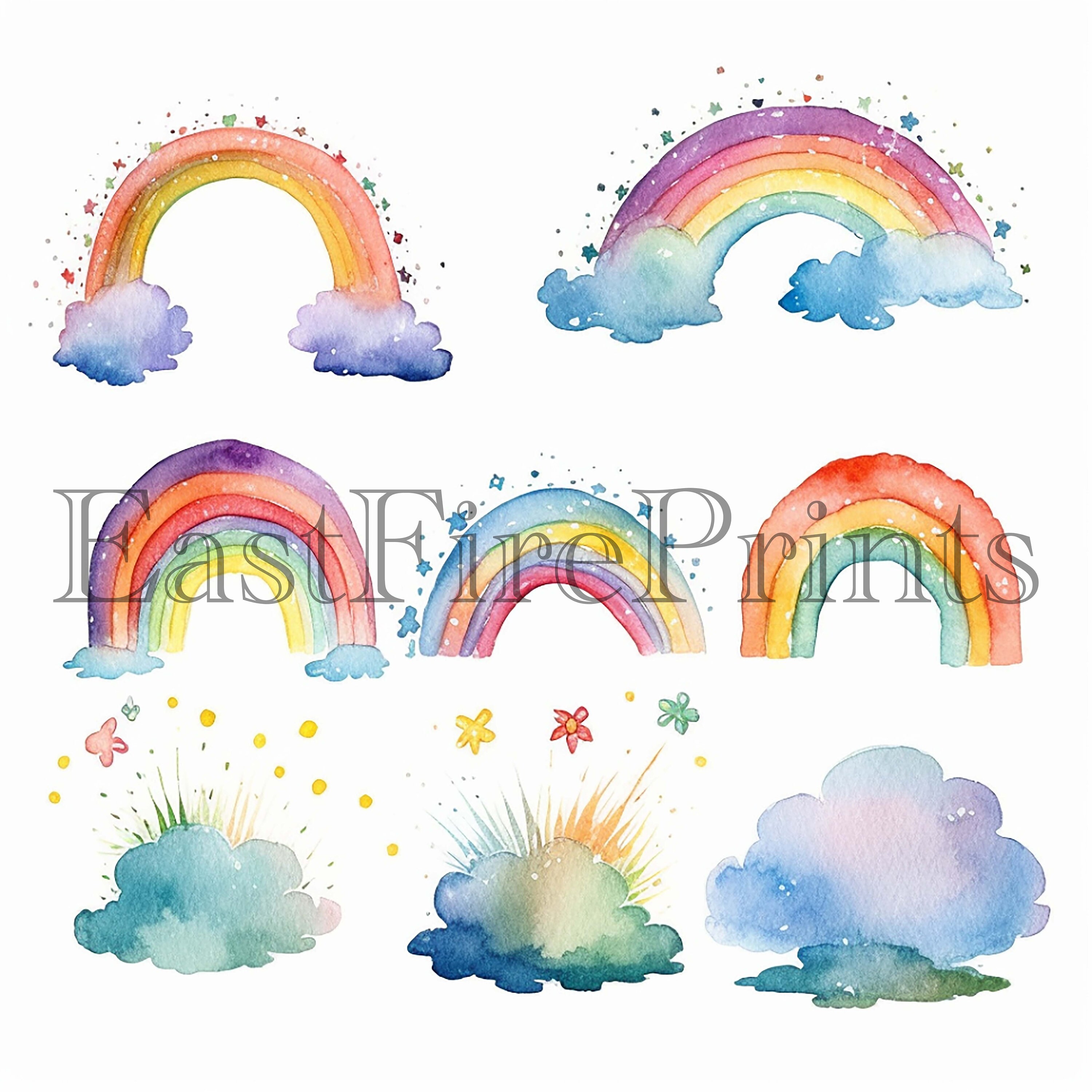 20 Watercolor Rainbow Clipart PNG Baby Shower Digital - Etsy