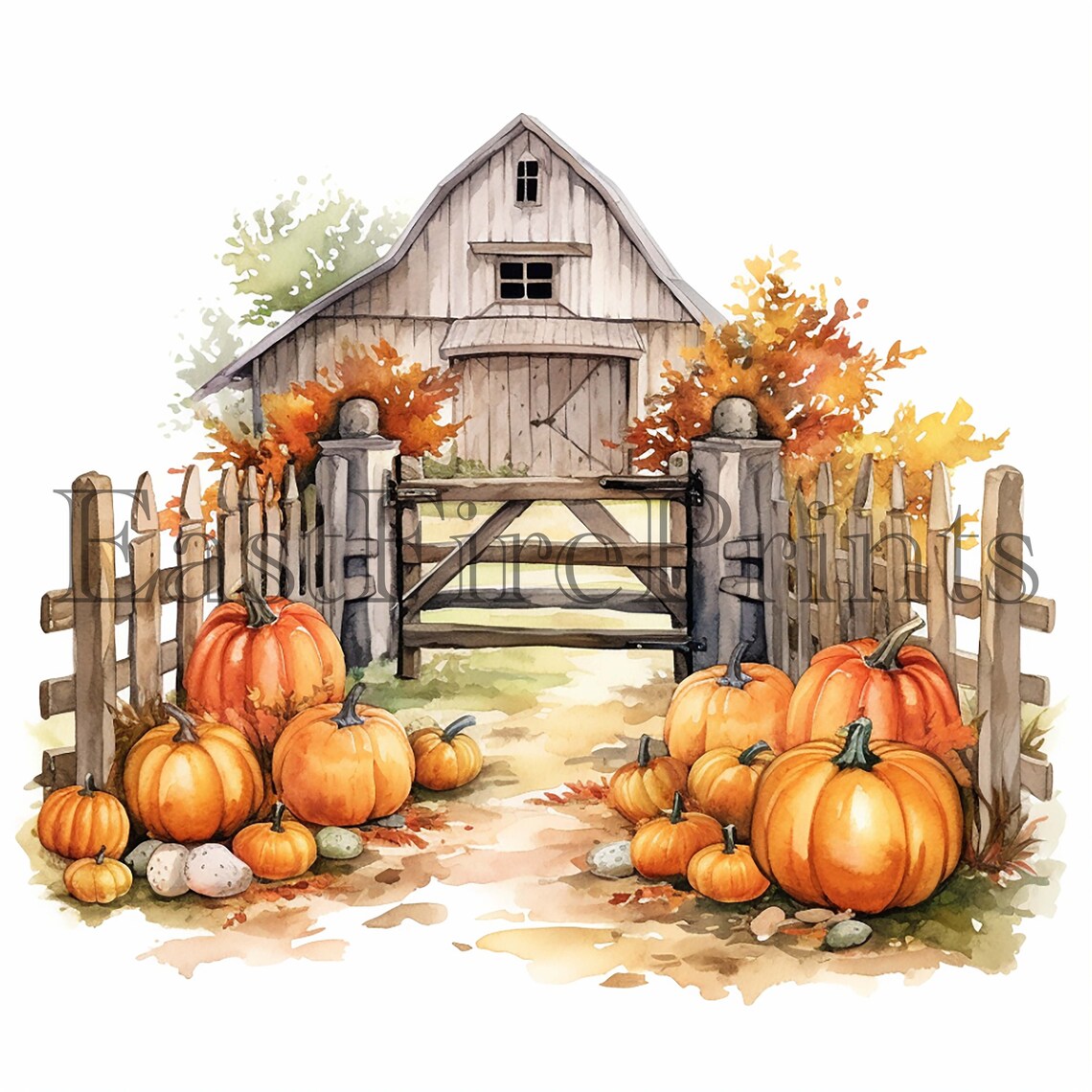 Watercolor Autumn Barn Clipart High Quality Png Fall - Etsy