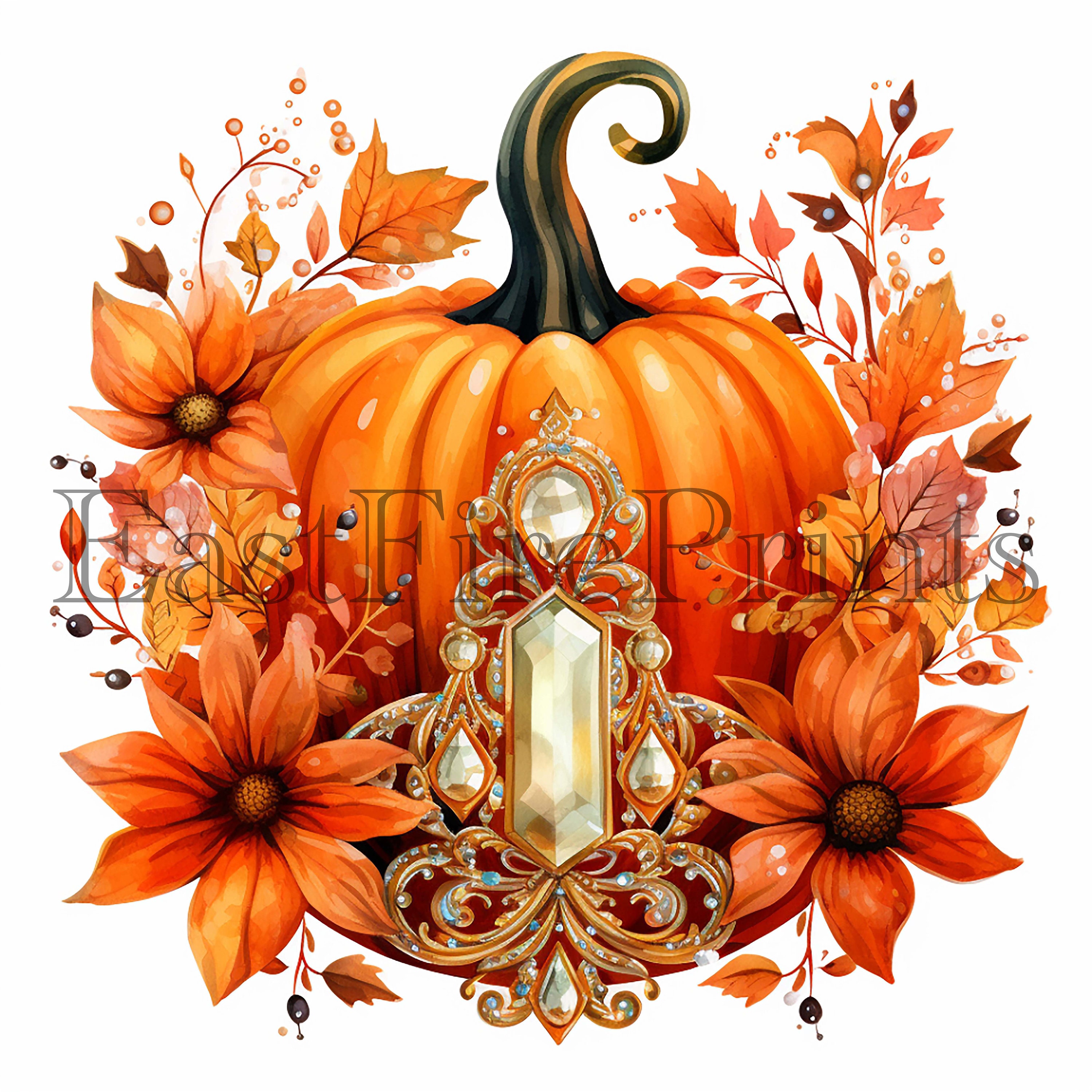 Gem Orange Pumpkin Clipart Watercolor Clipart Halloween - Etsy