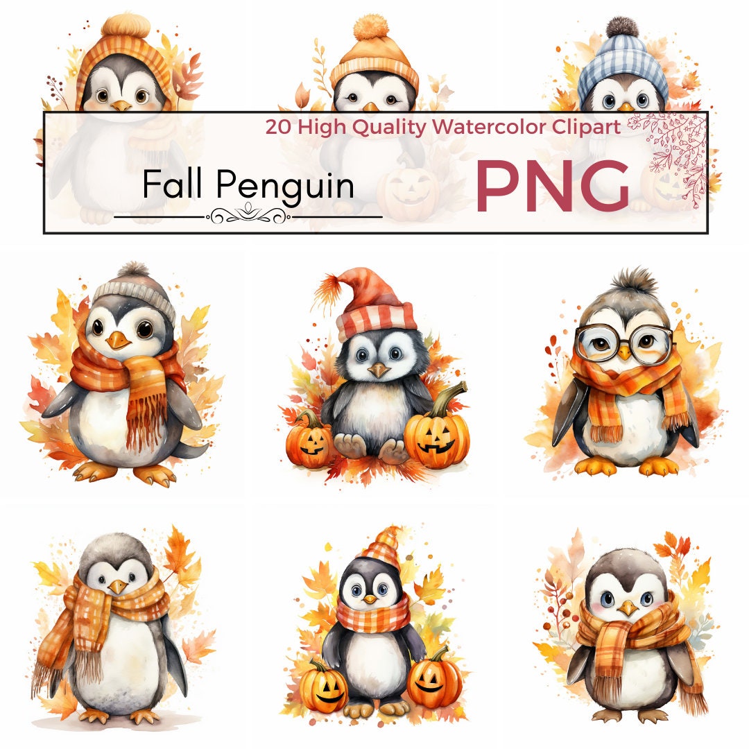 Fall Penguin Clipart, High Quality Png, Kids Clipart, Nursery ...