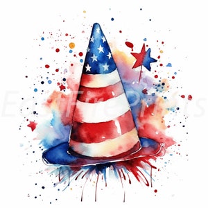 Watercolor 4th of July Clipart Patriotic Digital Prints, Card Making ...