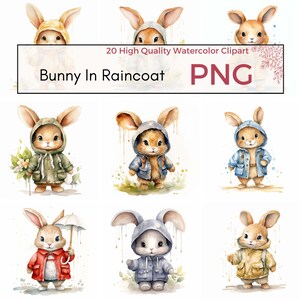 Bunny in Raincoat Clipart, High Quality PNG, Cute Nursery Clipart ...