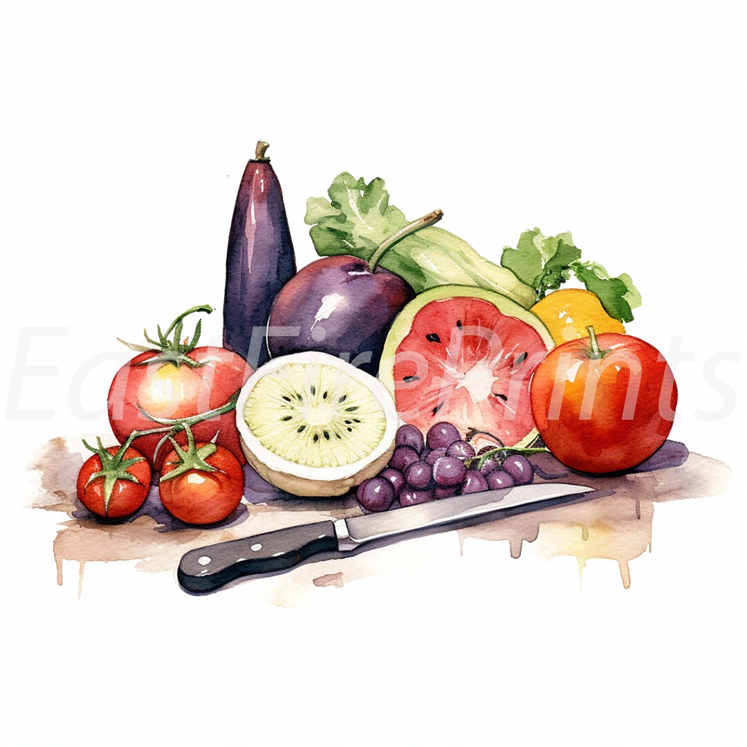13 Watercolor Fruit and Vegetable Clipart Set Digital - Etsy