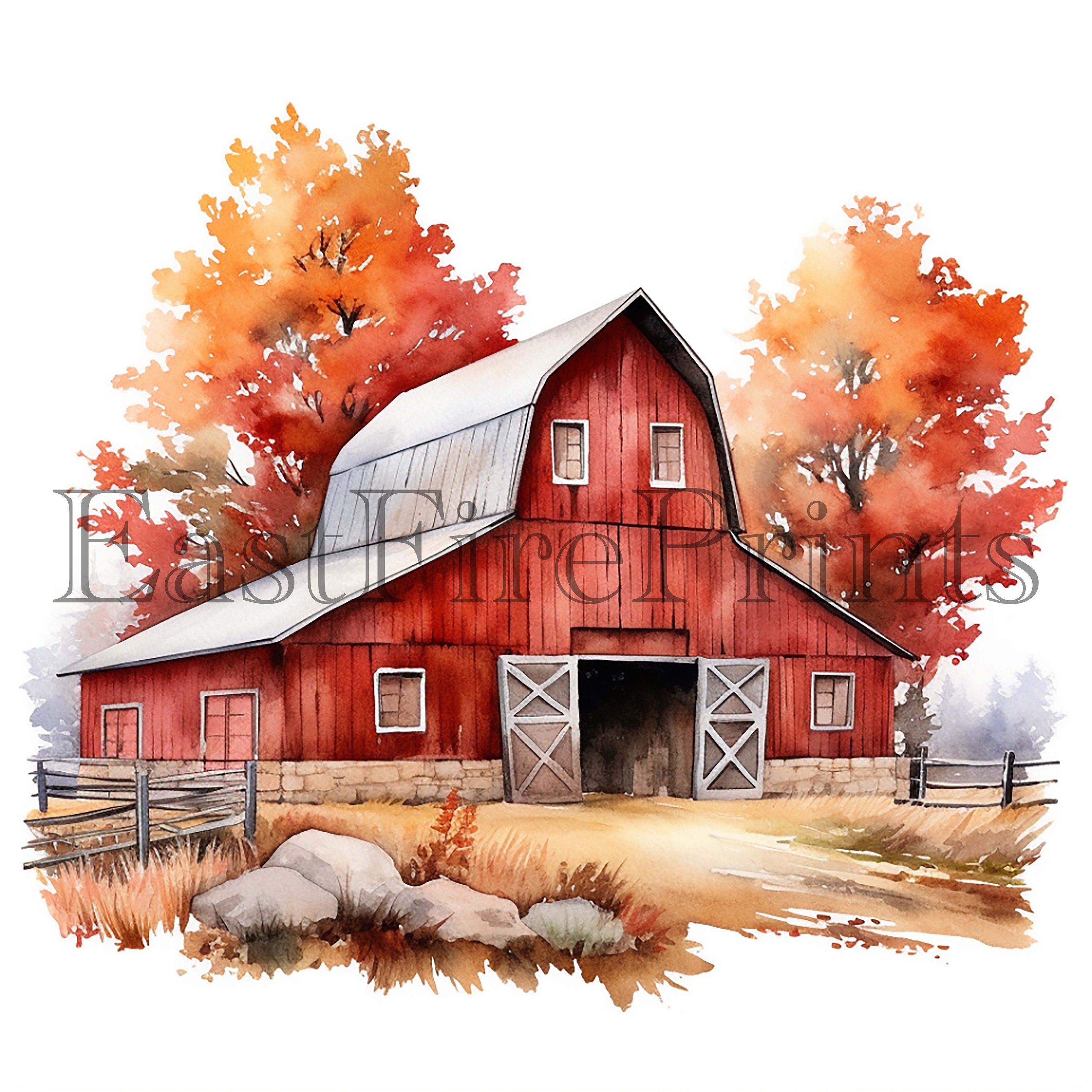 20 Fall Barn Watercolor Clip Art High Quality Png - Etsy