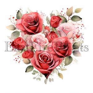 20 Valentine Rose Bouquet Clipart, Watercolor Clipart, Valentine Art ...