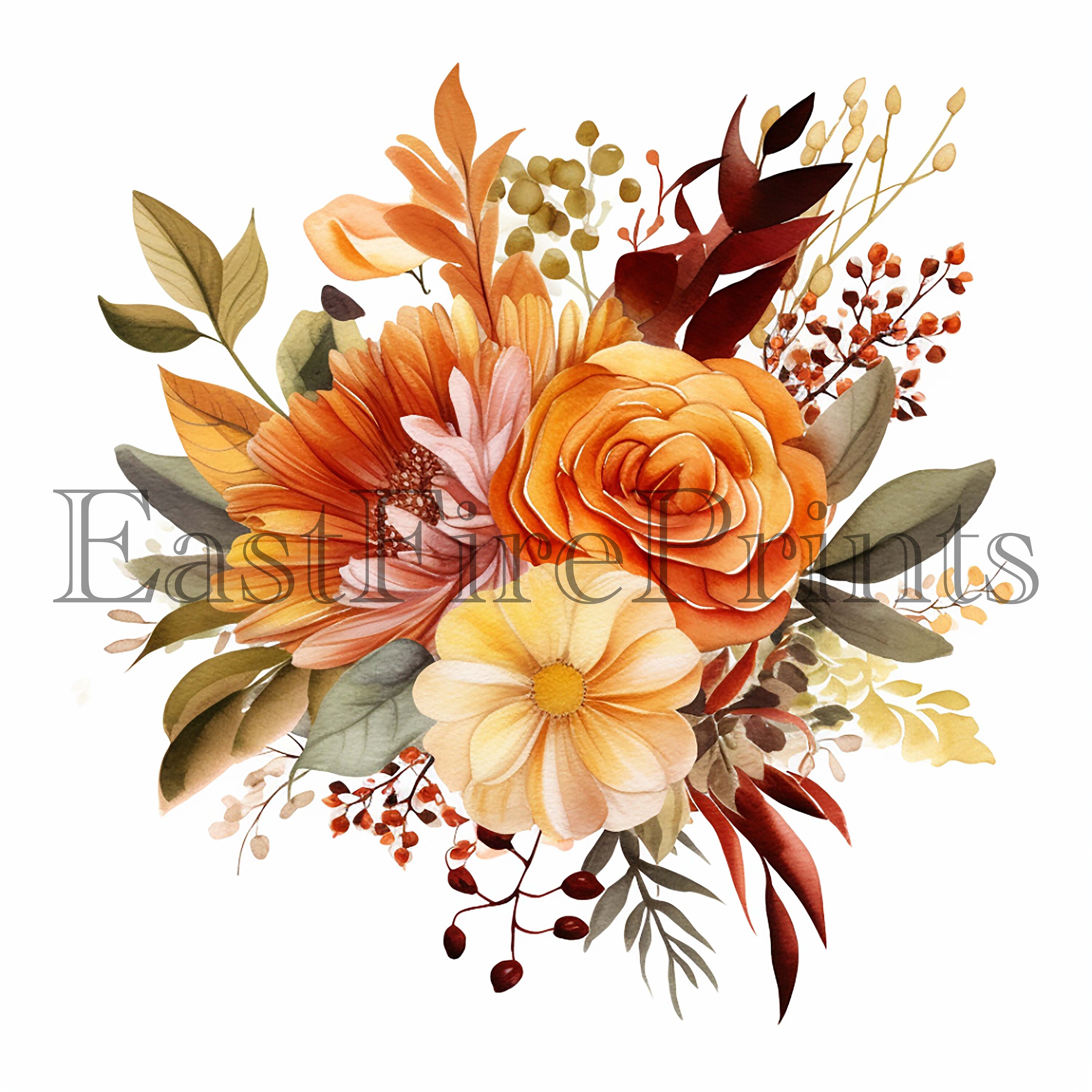 Watercolor Autumn Floral Clipart High Quality Png Autumn - Etsy