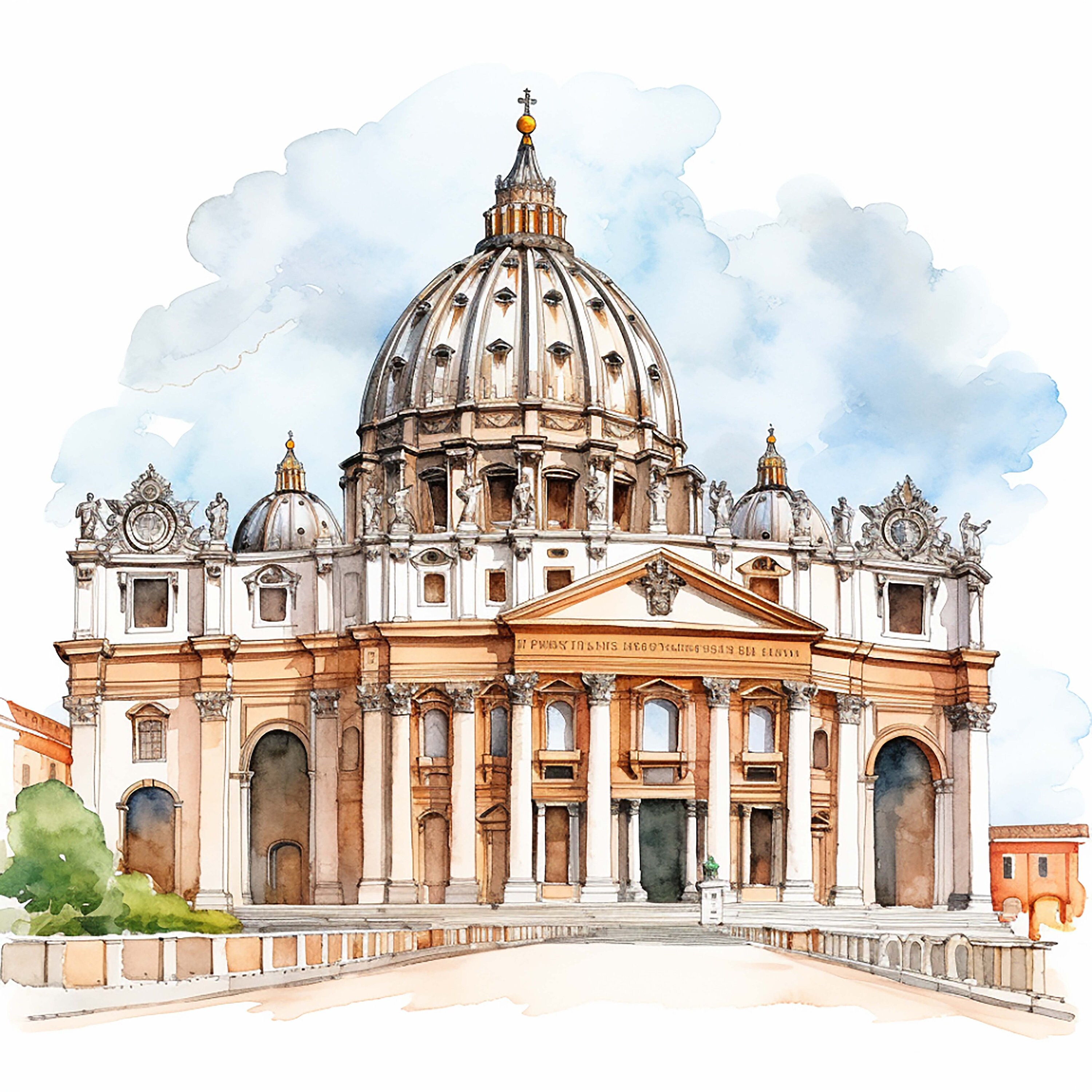 Watercolor Vatican Clipart Religious Clipart Catholic - Etsy
