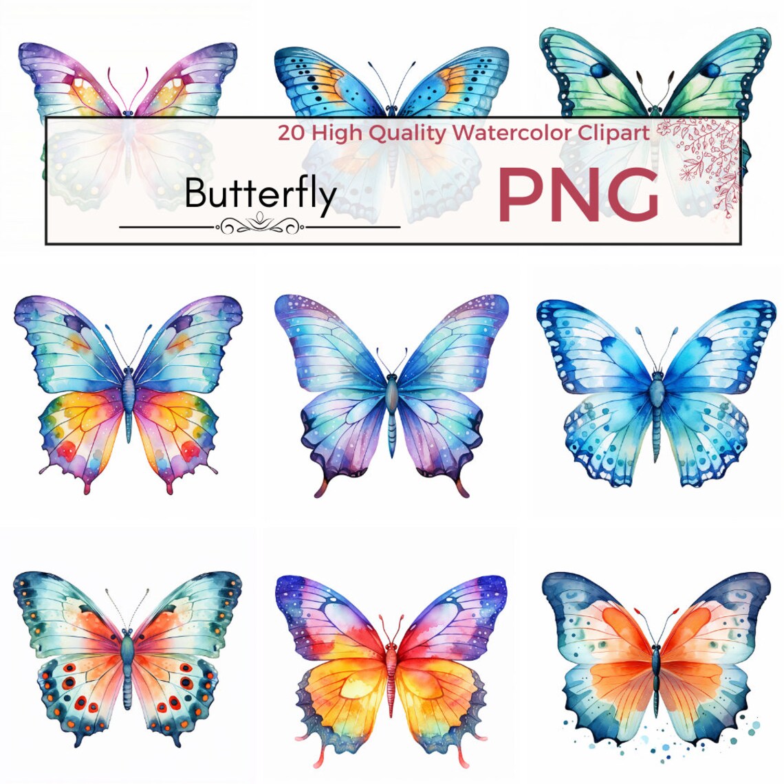 Butterfly Clipart High Quality Png Butterflies Printables - Etsy