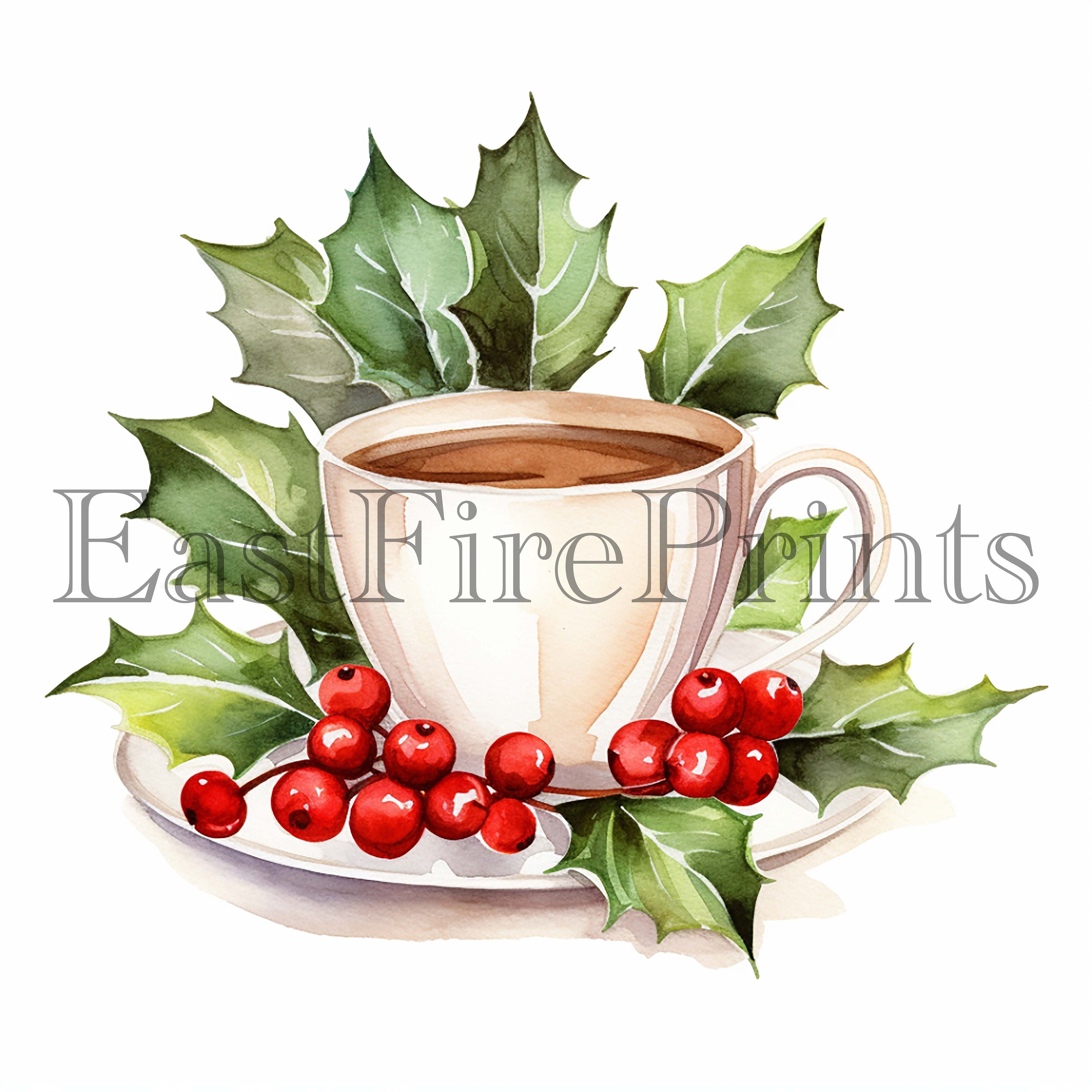 Watercolor Holly Mistletoe Clipart PNG Winter Botanical Clip - Etsy