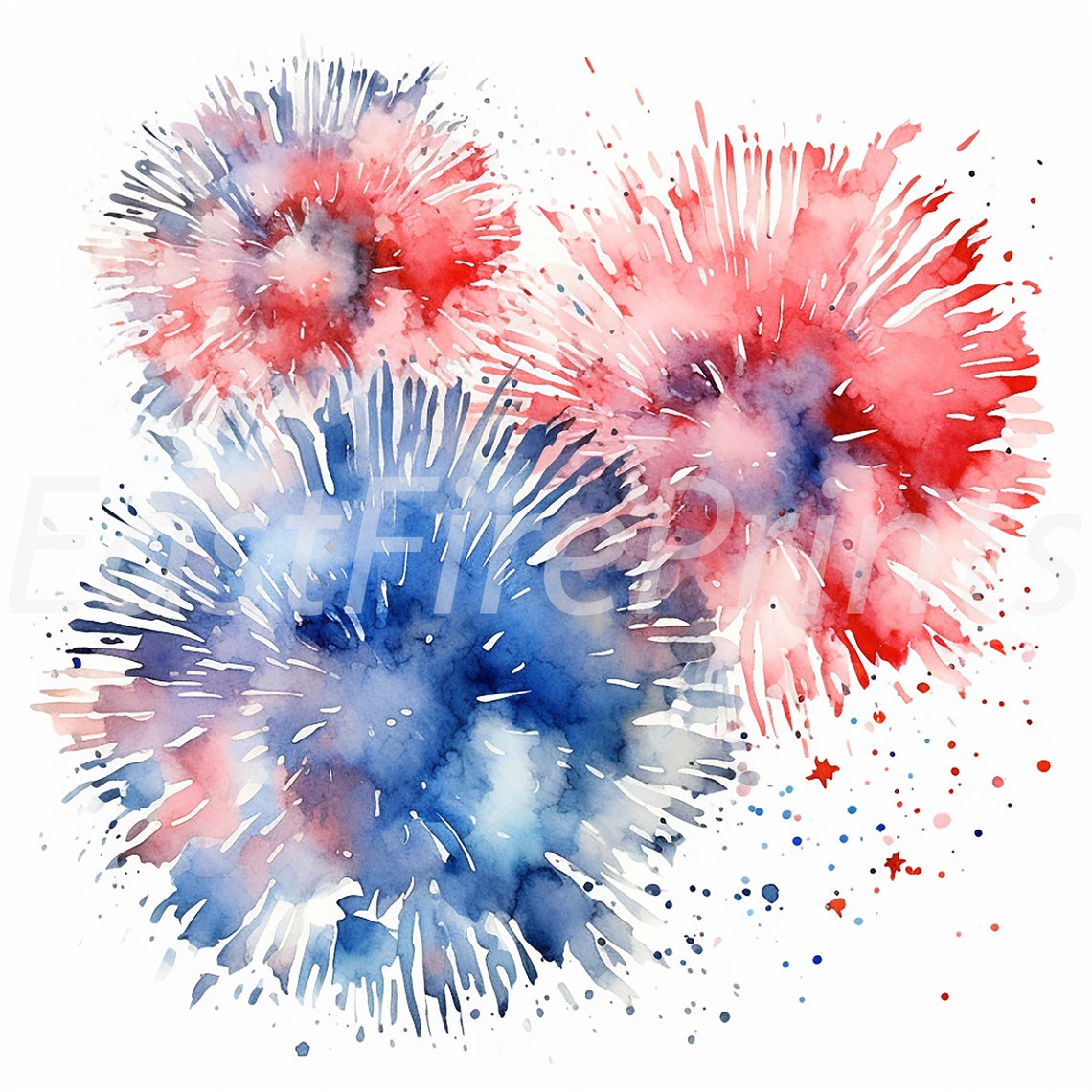 Watercolor Firework Clipart Set of 10 Patriotic Fireworks - Etsy