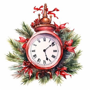 Christmas Clock Clipart, High Quality Png Christmas Graphics Xmas ...
