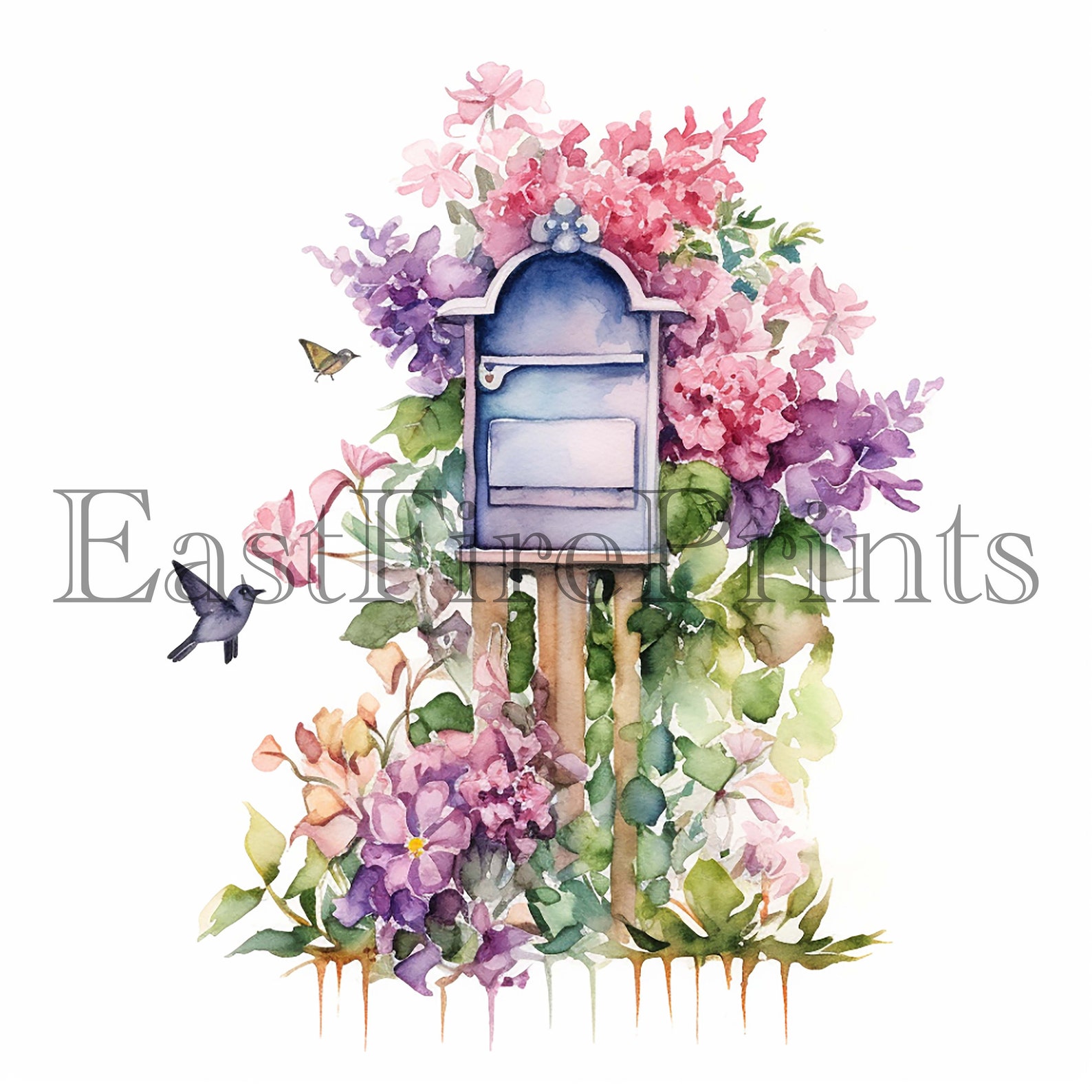 Watercolor Floral Mailboxes Clipart PNG Cute Rustic Post - Etsy