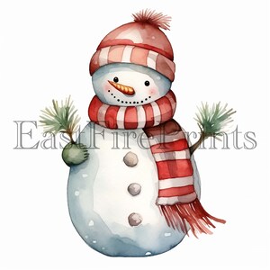 Watercolor Snowman Clipart, PNG, Xmas Holiday Clip Art, Snowman Png ...