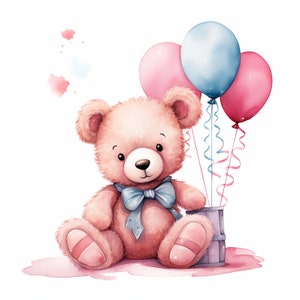 Birthday Teddy Bear Clipart, High Quality PNG, Nursery Decor, Teddy ...