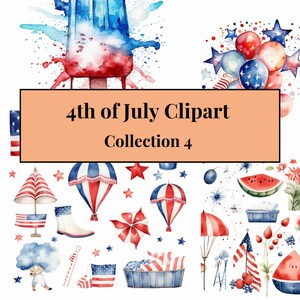 Watercolor 4th of July Clipart Patriotic Digital Prints, Card Making ...