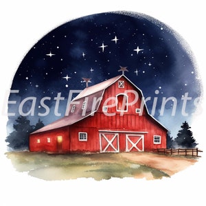 20 Watercolor Red Barn Clipart Bundle | Farmhouse Illustrations ...