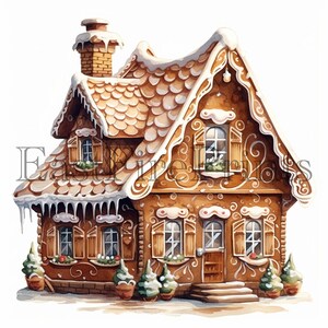 Watercolor Gingerbread House Clipart PNG Files, High Quality Christmas ...