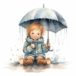 Watercolor Rain Clipart, Rain Graphics Children Clipart Nursery ...