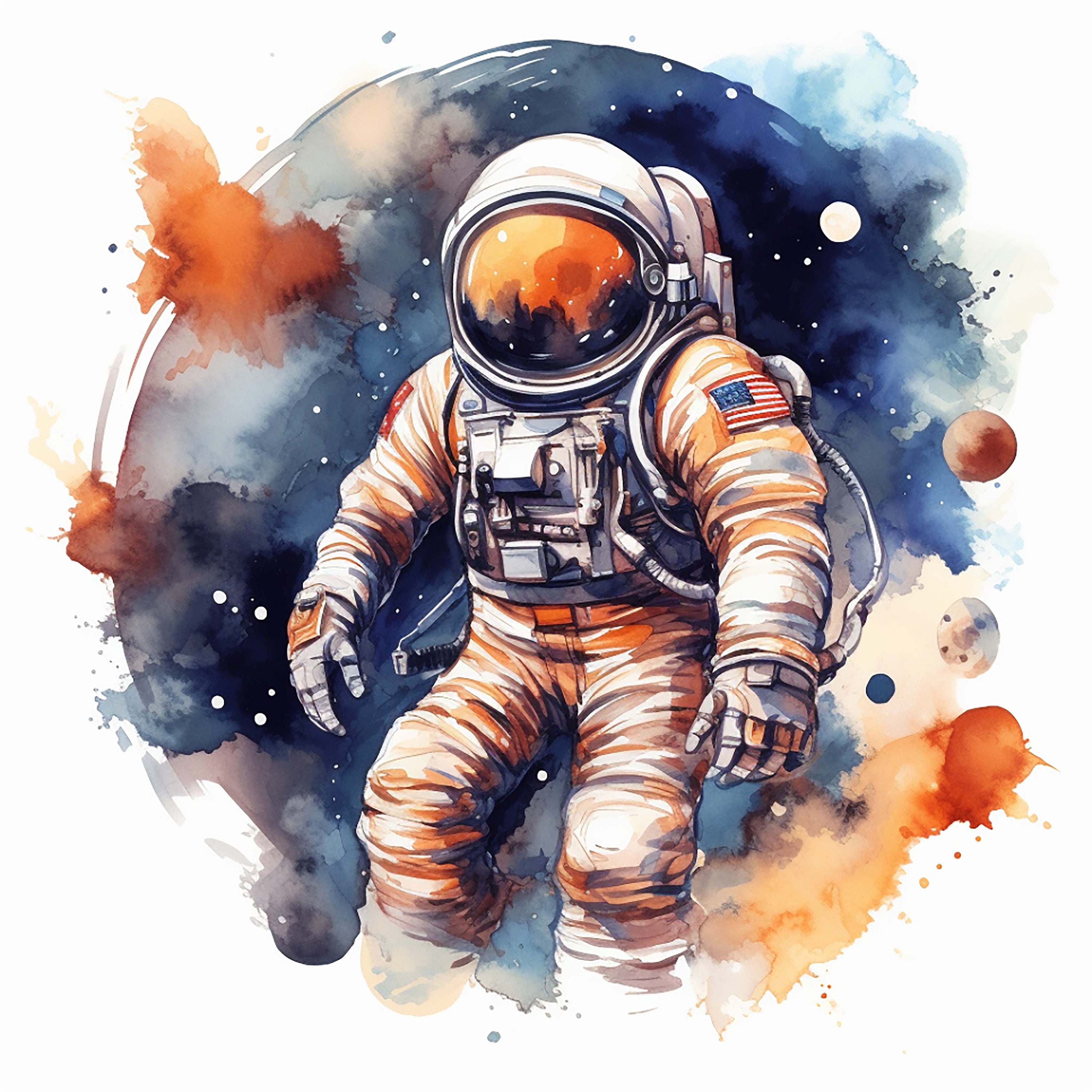 Watercolor Astronaut Clipart Cute Clipart Space Sublimation - Etsy