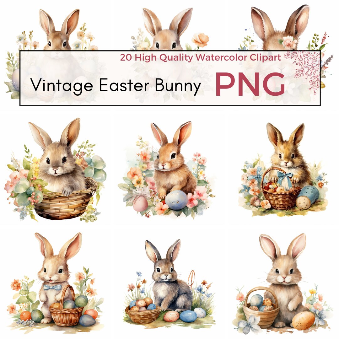 Vintage Easter Bunny Clipart, High Quality PNG, Easter PNG, Easter ...