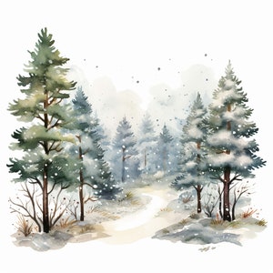 Watercolor Winter Wonderland Clipart, High Quality JPG, Winter ...
