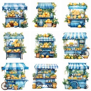 Watercolor Blue Lemonade Stand Clipart PNG Files, High Quality Food ...