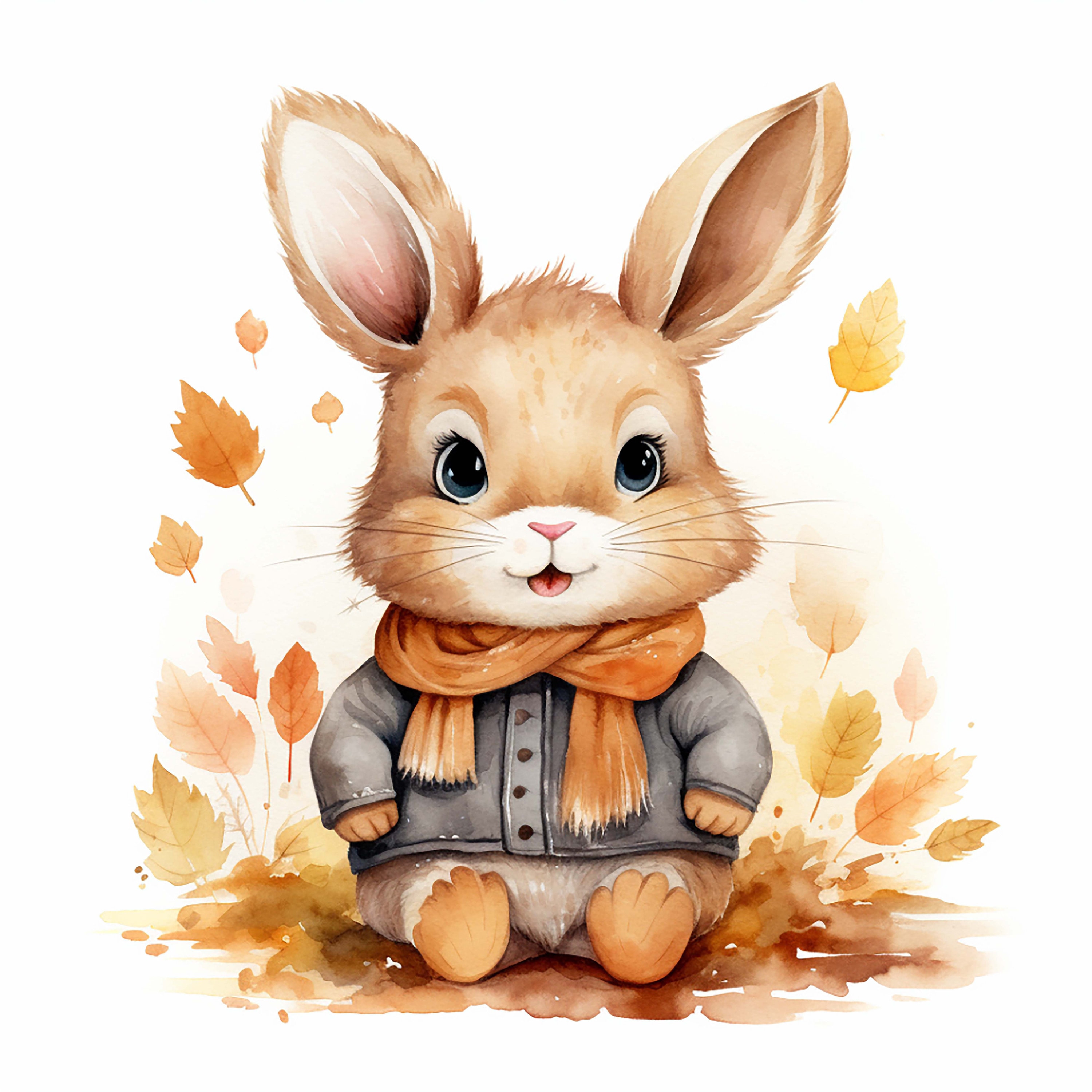 Autumn Bunny Clipart High Quality Png Fall Clipart Autumn Art - Etsy