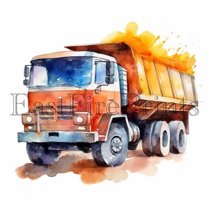 20 Watercolor Construction Vehicles Clipart PNG, Bulldozer, Excavator ...