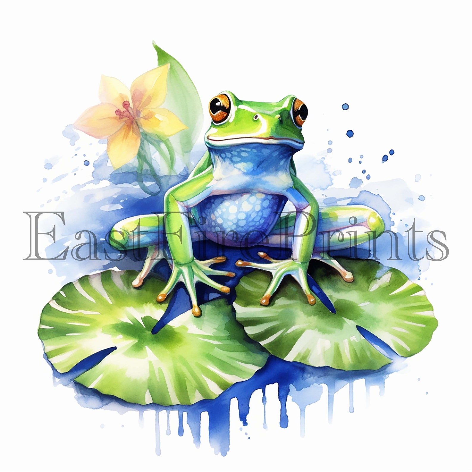 20 Watercolor Green Frog Clipart PNG Cute Frog Floral Lily - Etsy