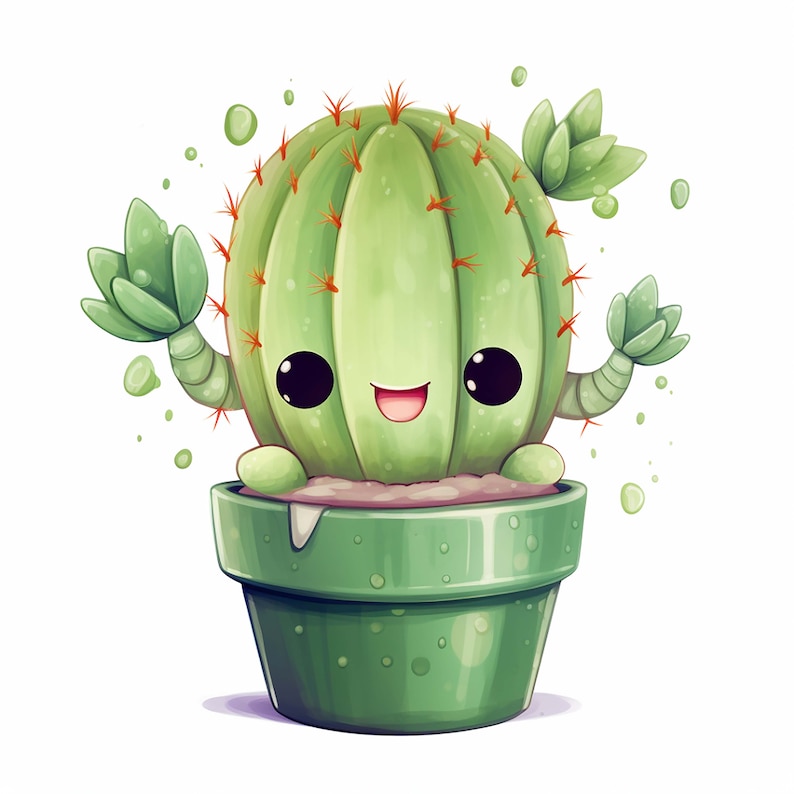 Watercolor Cute Cactus Clipart Cactus Illustration Cute - Etsy
