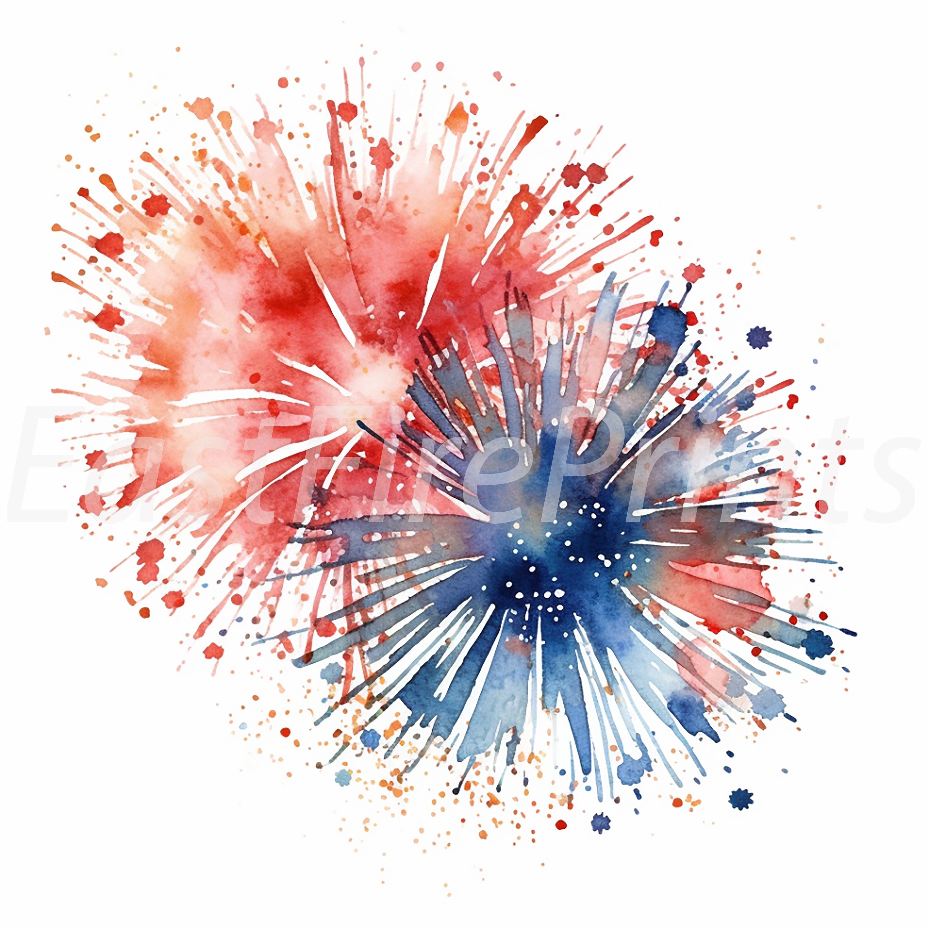 Watercolor Firework Clipart Set of 10 Patriotic Fireworks - Etsy
