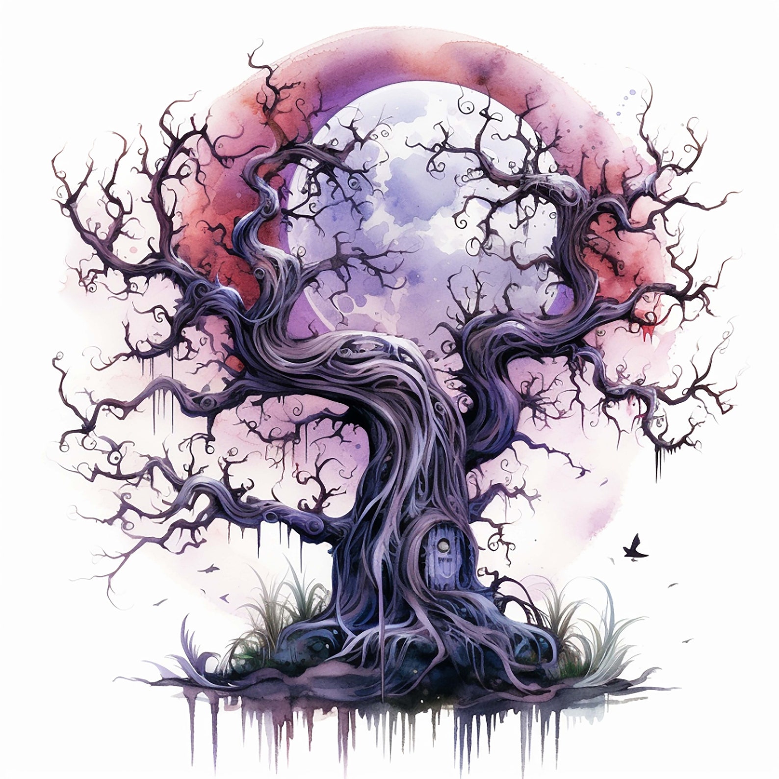Haunted Tree Clipart High Quality Png Halloween Clipart - Etsy