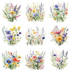Watercolor Wildflowers Clipart, High Quality Png, Floral Botanical Clip ...