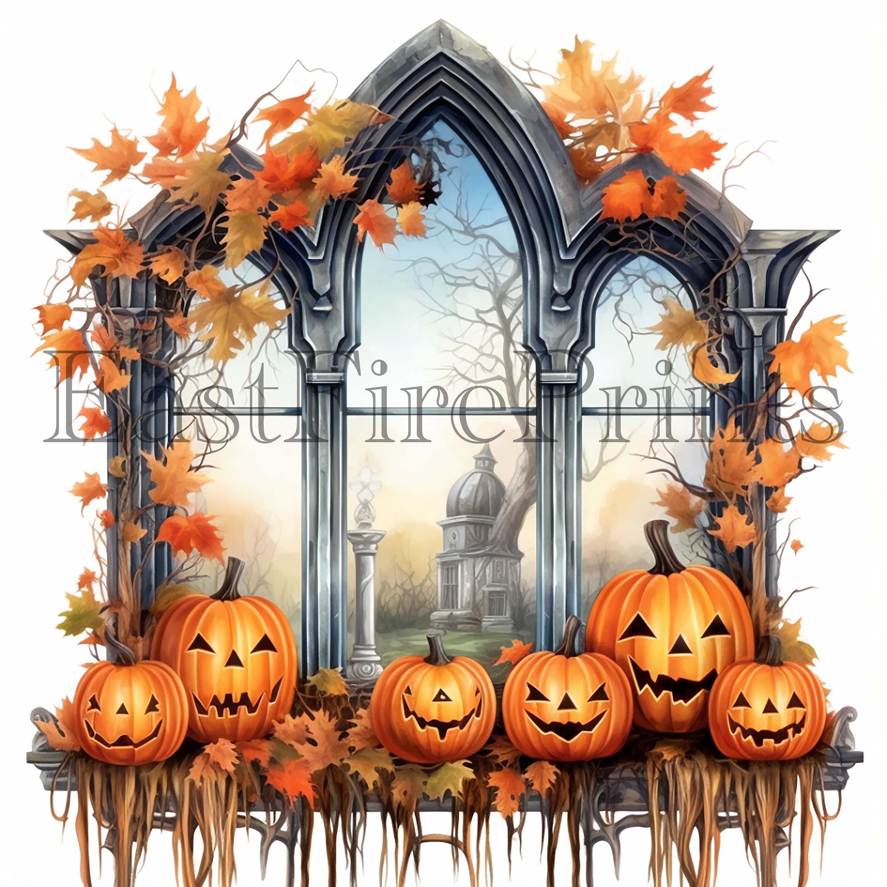 20 Halloween Window Pumpkin Clipart High Quality Png Spooky - Etsy