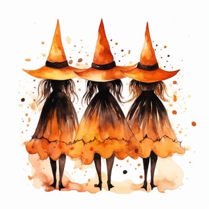 Three Witches Clipart, High Quality PNG, Halloween Decor, Witchcraft ...