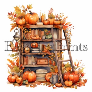 Autumn Library Clipart, Autumn Prints, Fall Png, Halloween Clipart ...