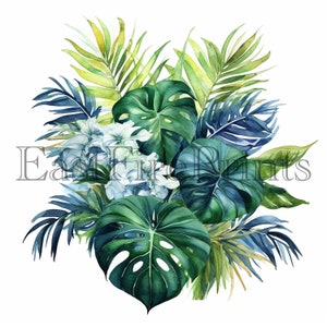 20 Watercolor Monstera Clipart Set - Tropical Leaf PNG - Digital ...