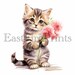 Watercolor Cat and Flower Clipart High Quality Png Cute - Etsy